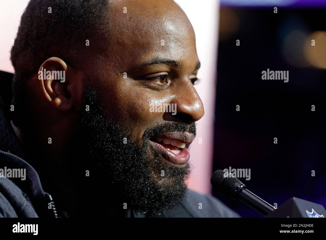 Philadelphia Eagles defensive tackle Fletcher Cox speaks to the media ...