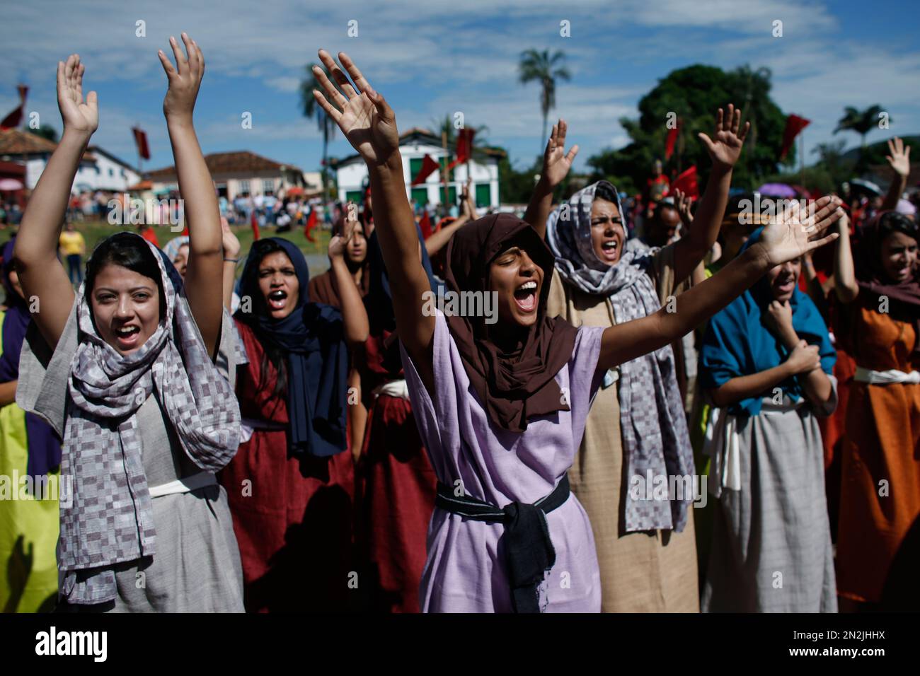 Parishioners take part in the Good Friday reenactment of Jesus' final ...