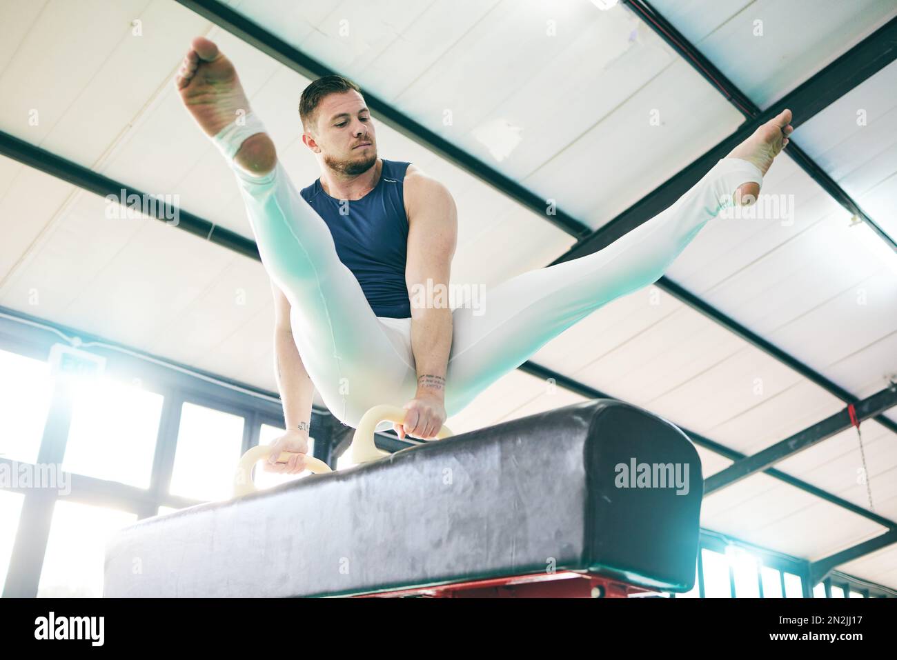 Male gymnast balance beam hi-res stock photography and images - Alamy