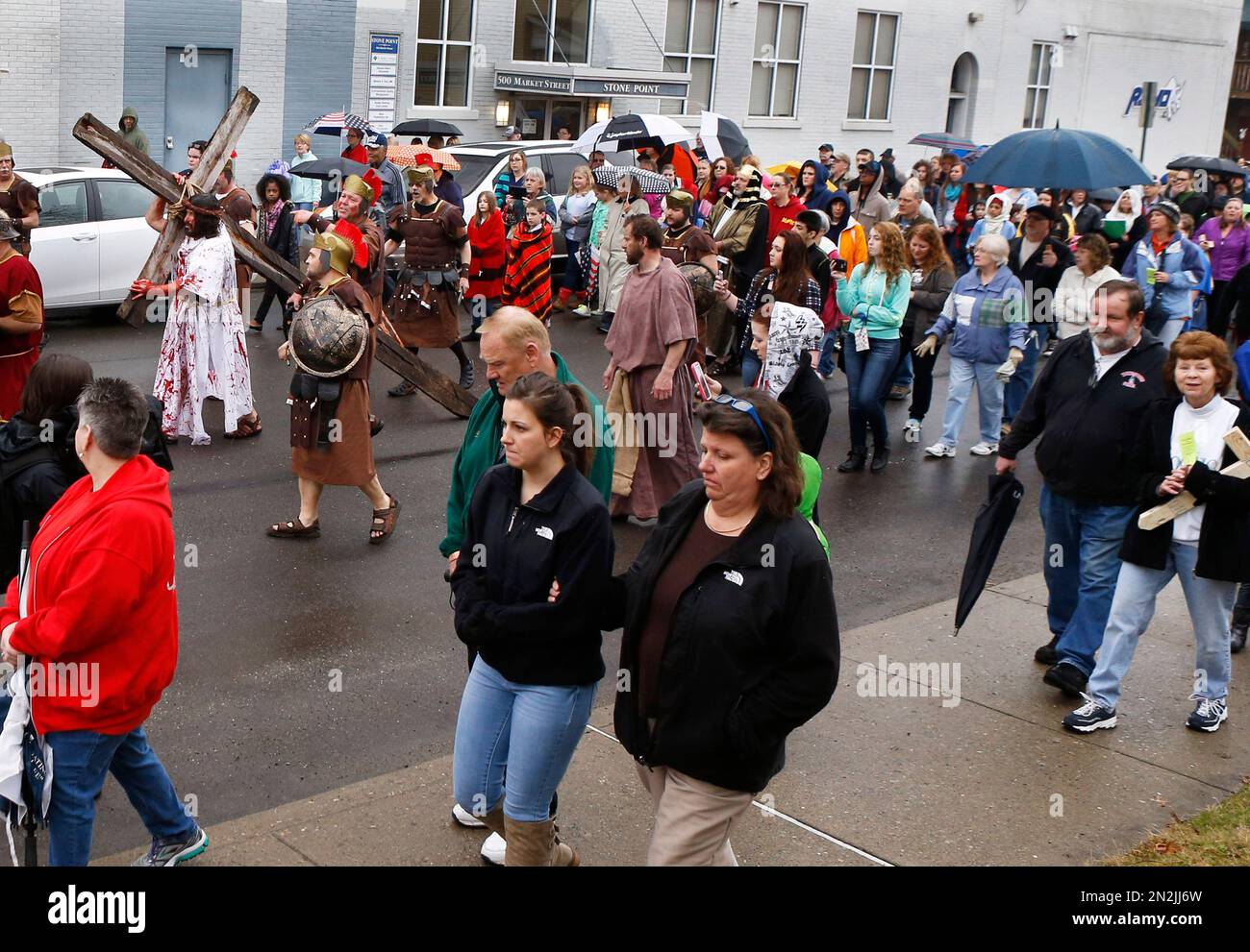A crowd surrounds the volunteers from Bridgewater Community Churches as ...