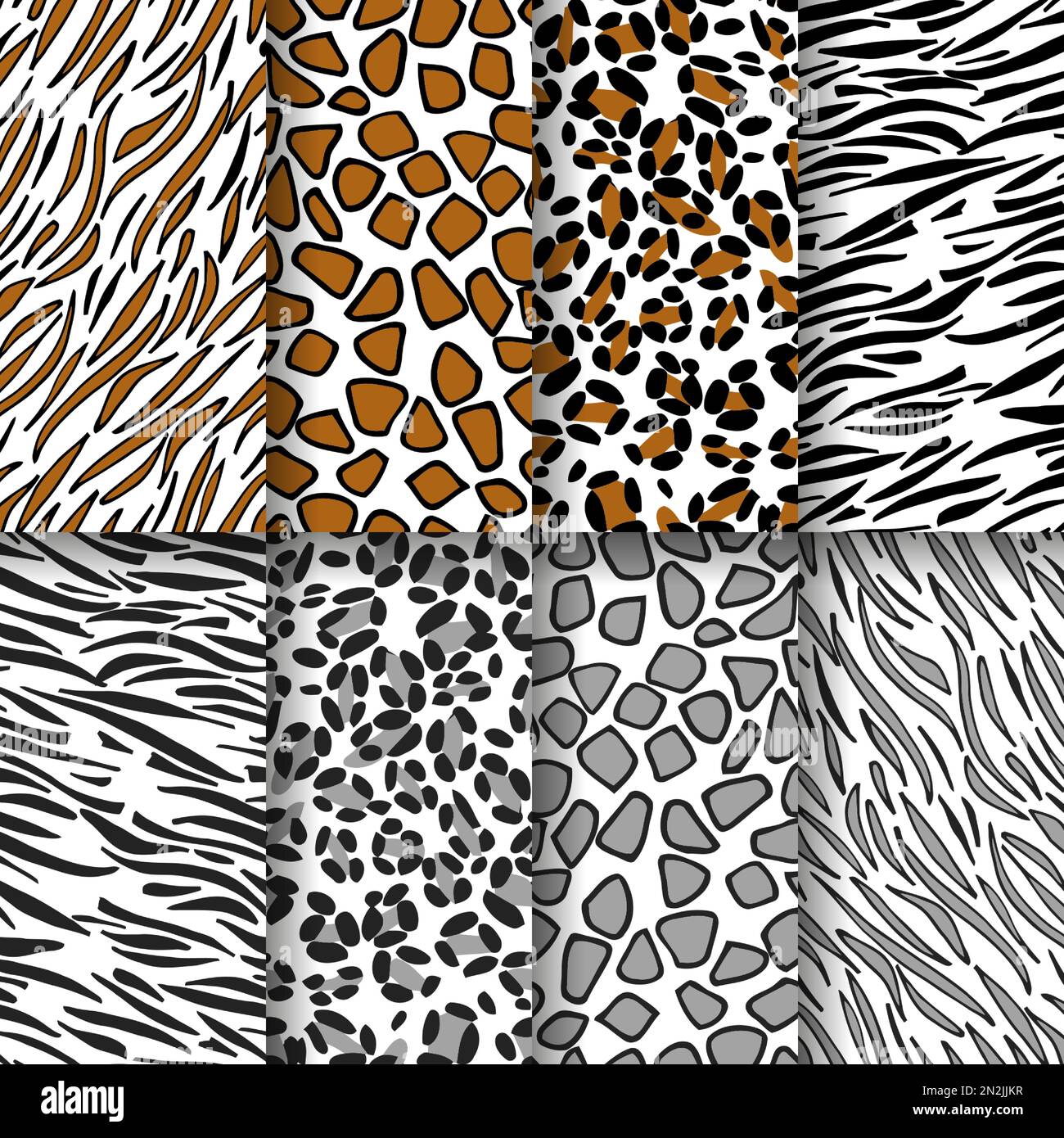 Tiger, zebra, giraffe and leopard print skin vector illustration design ...