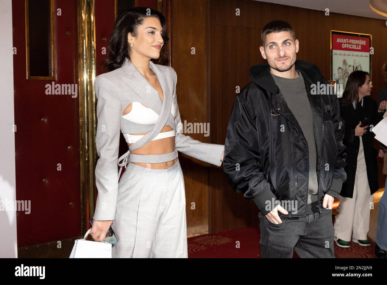Paris, France. 07/02/2023, Jessica Aidi and Marco Verratti (playeur of ...