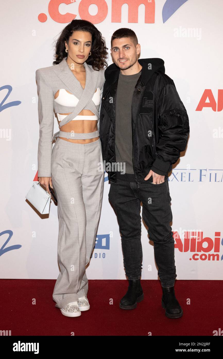 Paris, France. 07/02/2023, Jessica Aidi and Marco Verratti (playeur of ...