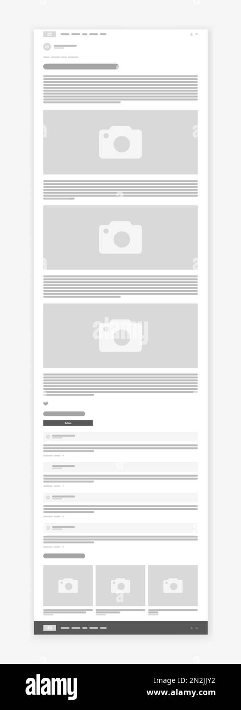 Blog page Wireframe, Webpage prototype Vector Illustration Stock Vector ...