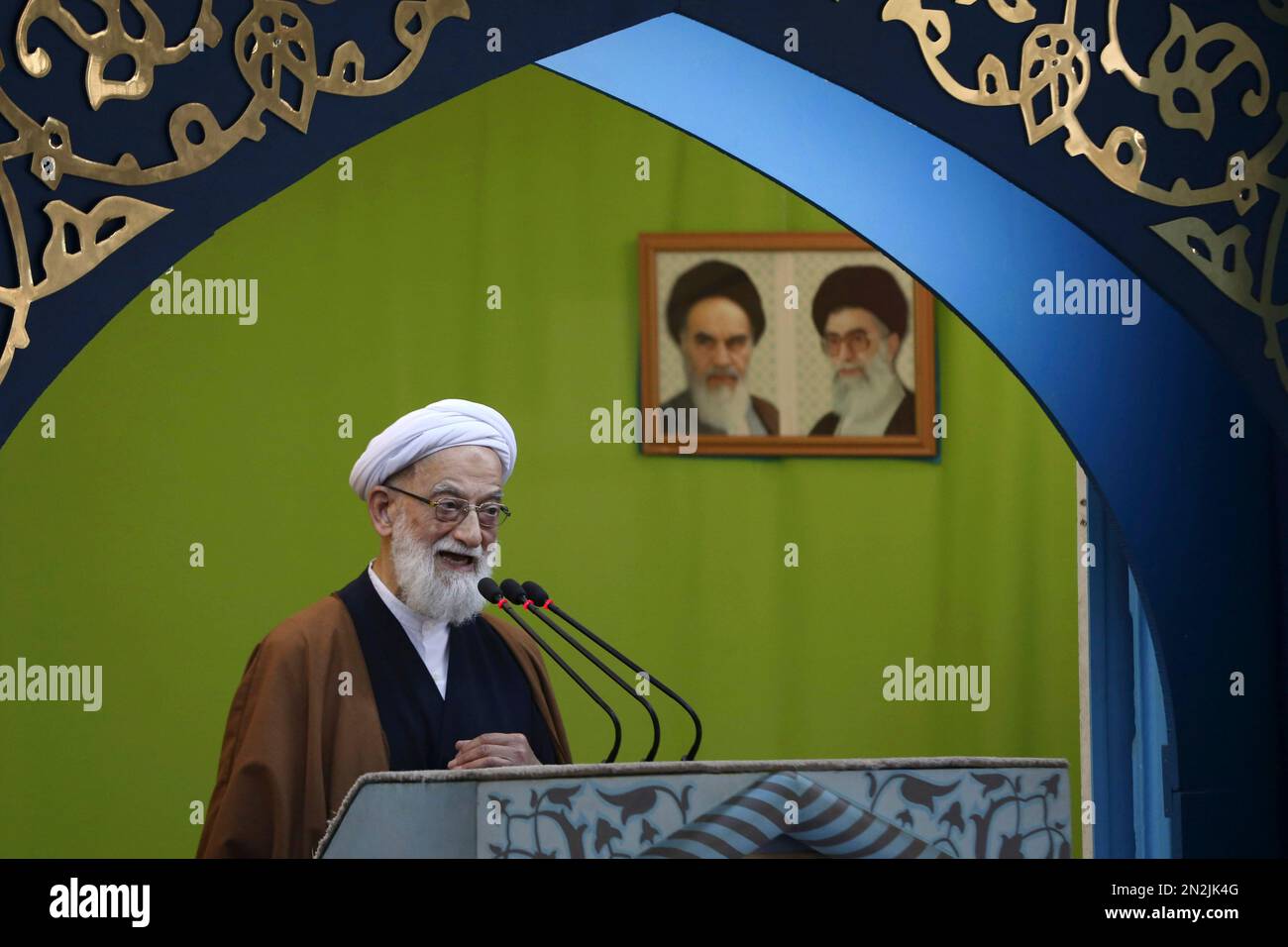 Ayatollah Mohammad Emami Kashani delivers his sermon during Friday ...