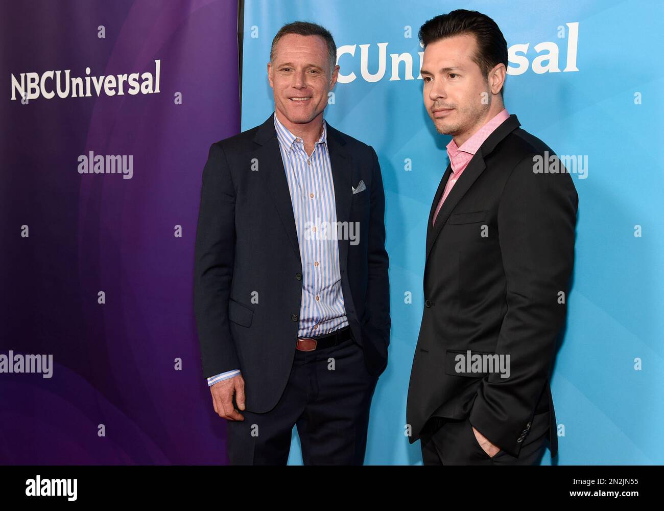 Jason Beghe, left, and Jon Seda arrive at the NBC Universal Summer ...