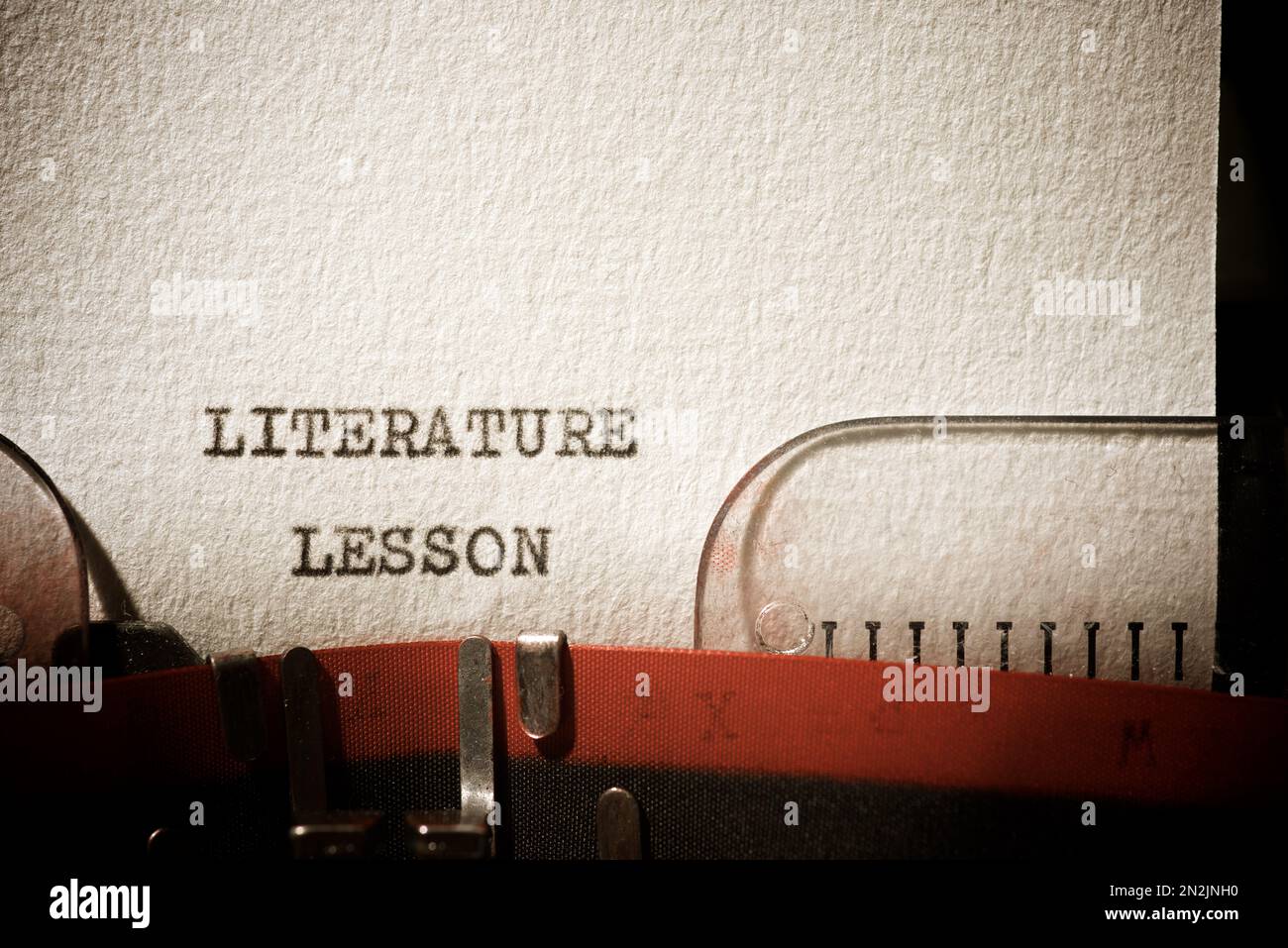 Literature lesson text written with a typewriter Stock Photo - Alamy