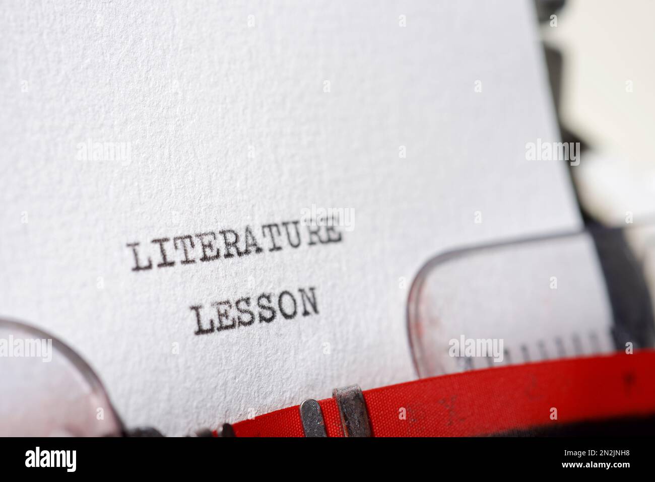 Literature lesson text written with a typewriter Stock Photo - Alamy