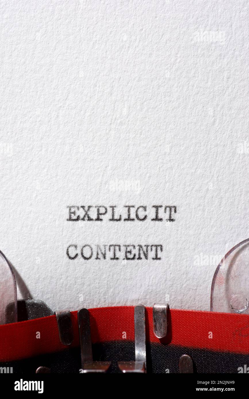 Explicit content text written with a typewriter Stock Photo - Alamy