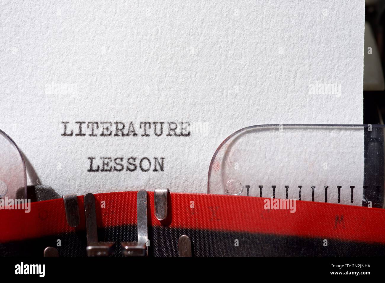 Literature lesson text written with a typewriter Stock Photo - Alamy