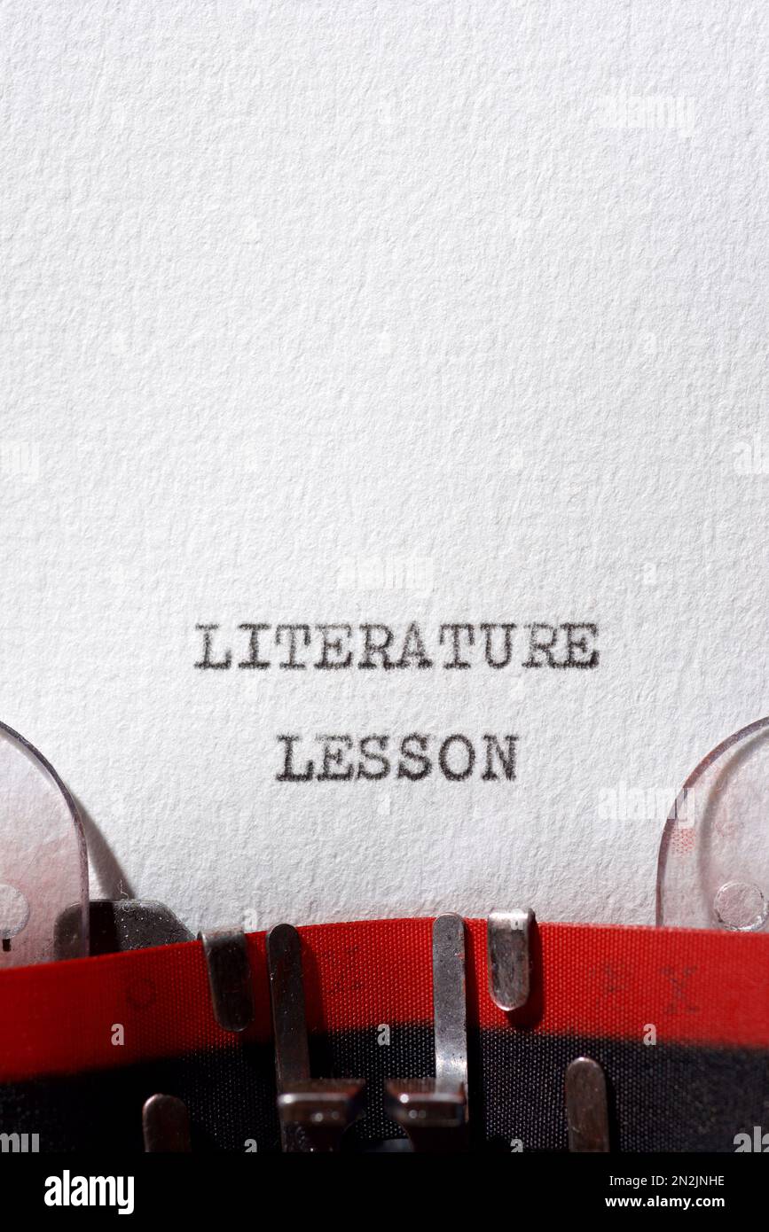 Literature lesson text written with a typewriter Stock Photo - Alamy