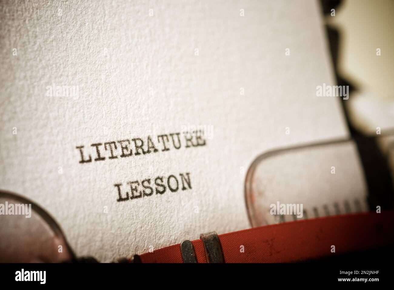 Literature lesson text written with a typewriter Stock Photo - Alamy