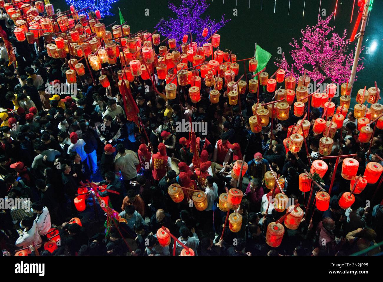 About ten thousand people take part in a lantern parade to celebrate ...