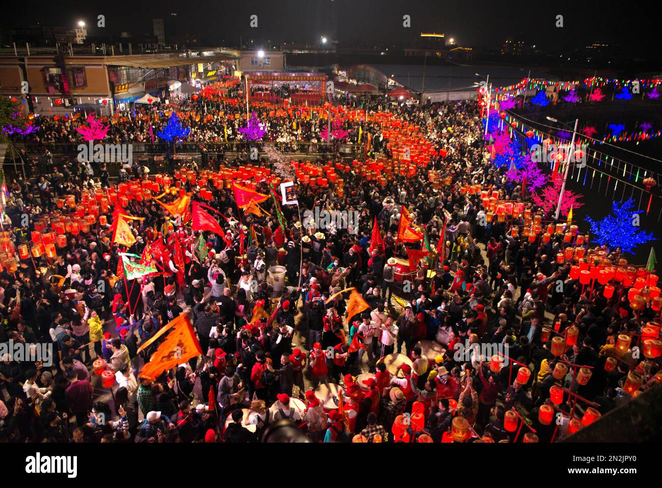 About ten thousand people take part in a lantern parade to celebrate ...