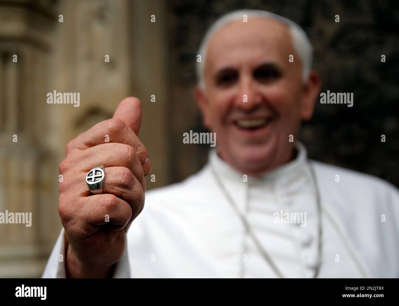 The life-size wax model of Pope Francis is presented by the Grevin ...