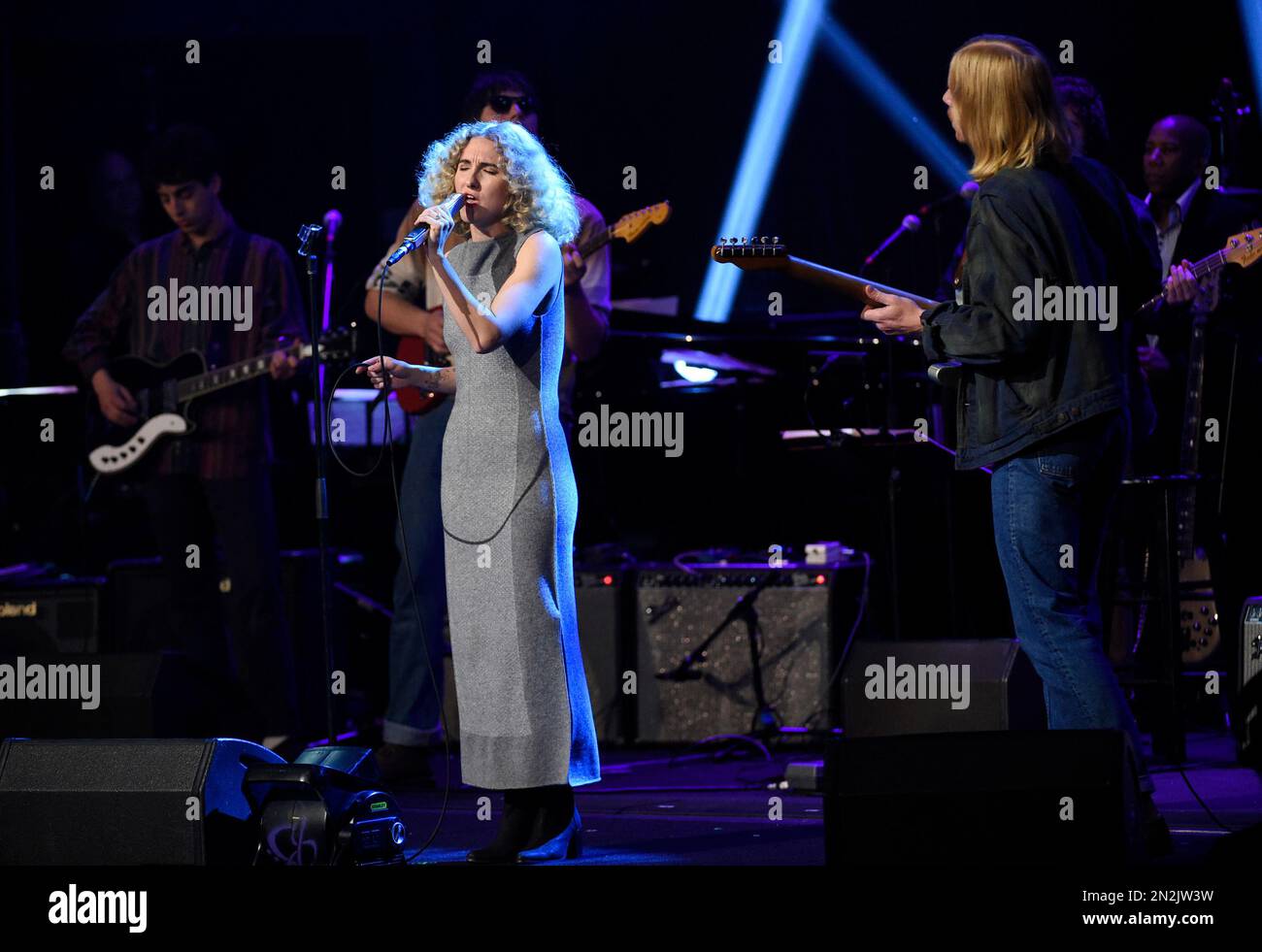 Alaina Moore, left, and Patrick Riley, right, of Tennis, perform with ...