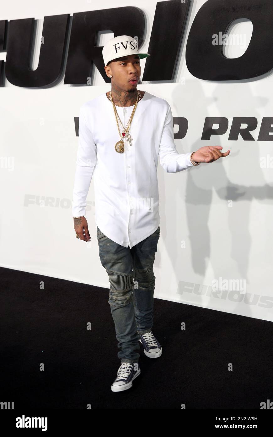 Tyga arrives at the premiere of "Furious 7" at the TCL Chinese Theatre ...