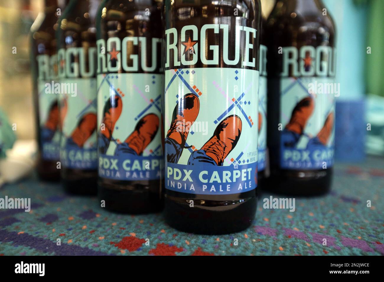 Rogue PDX Carpet India Pale Ale, with a label depicting a selfie of the ...