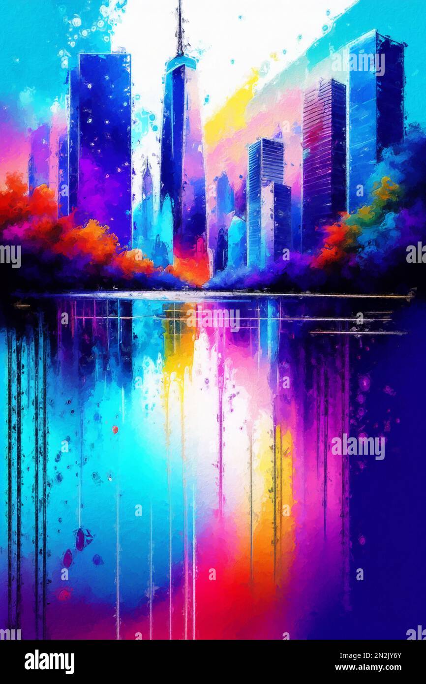 Abstract Expressionist Cityscape Night Paintings