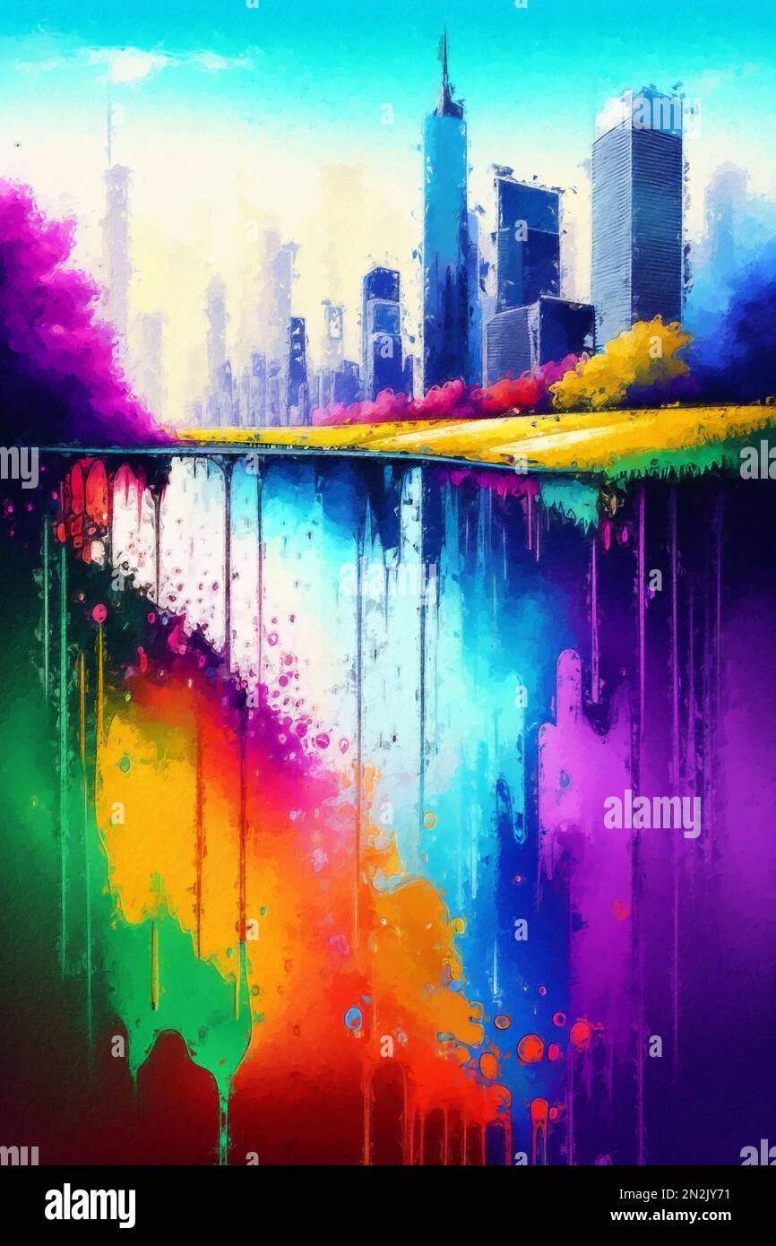 Abstract Expressionist Cityscape Night Paintings