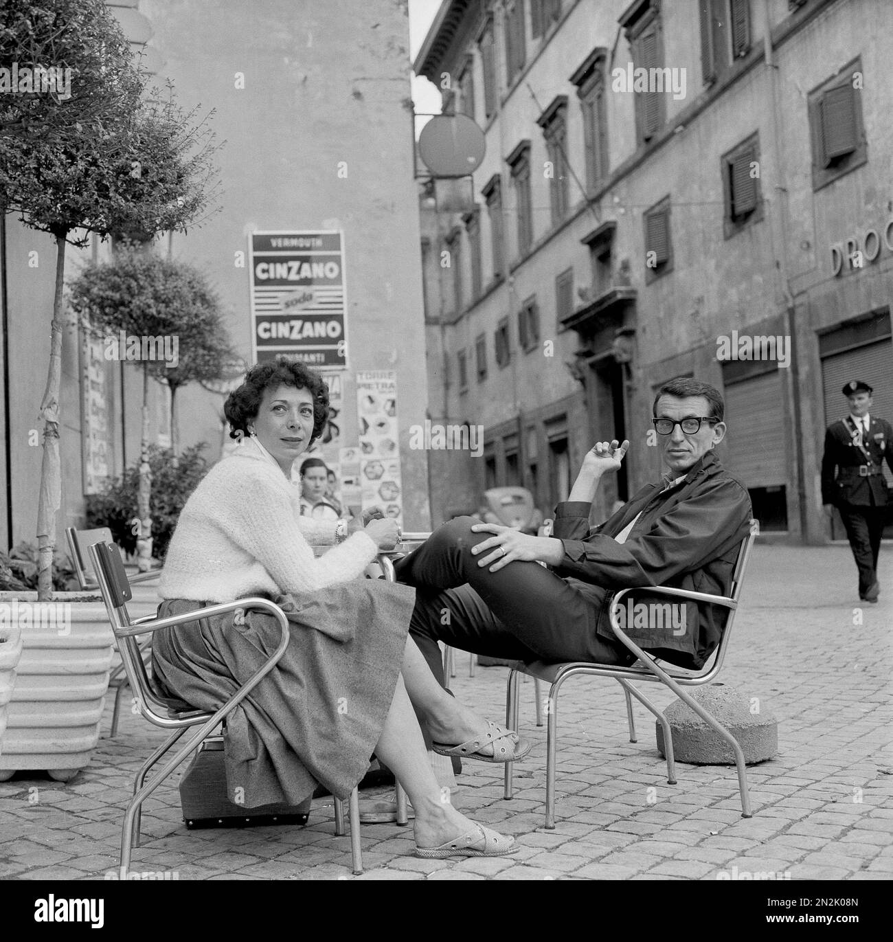 American dancer Nora Kaye and her husband Herbert Ross, relax at a ...