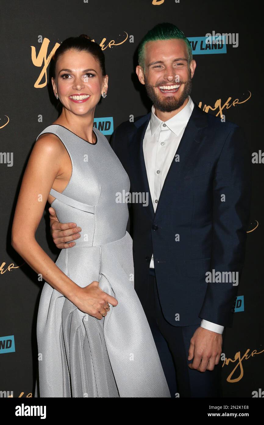 Sutton Foster, left, and Nico Tortorella attend the premiere of TV LAND ...
