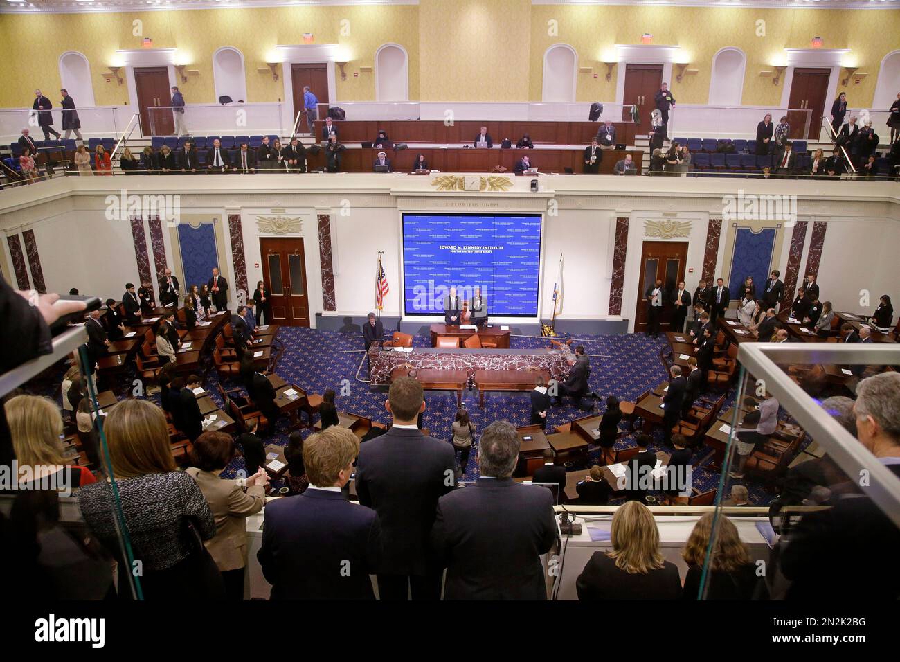 Vice President Joe Biden stands at the Senate President's desk in a ...
