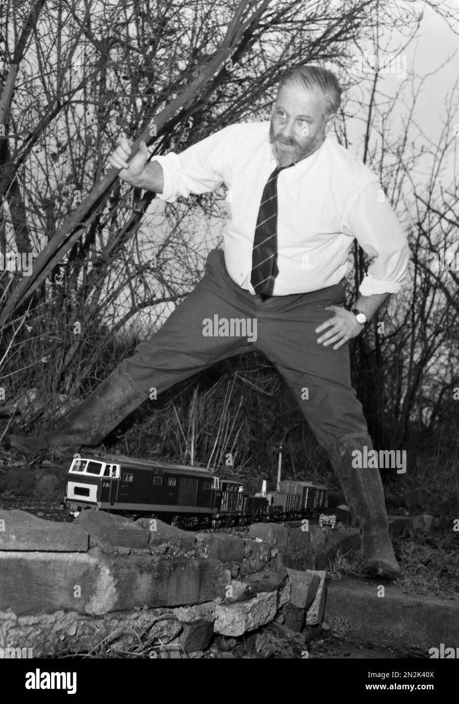 Robert A. Symes-Shutzmann, a BBC producer, stands like Gulliver in his ...