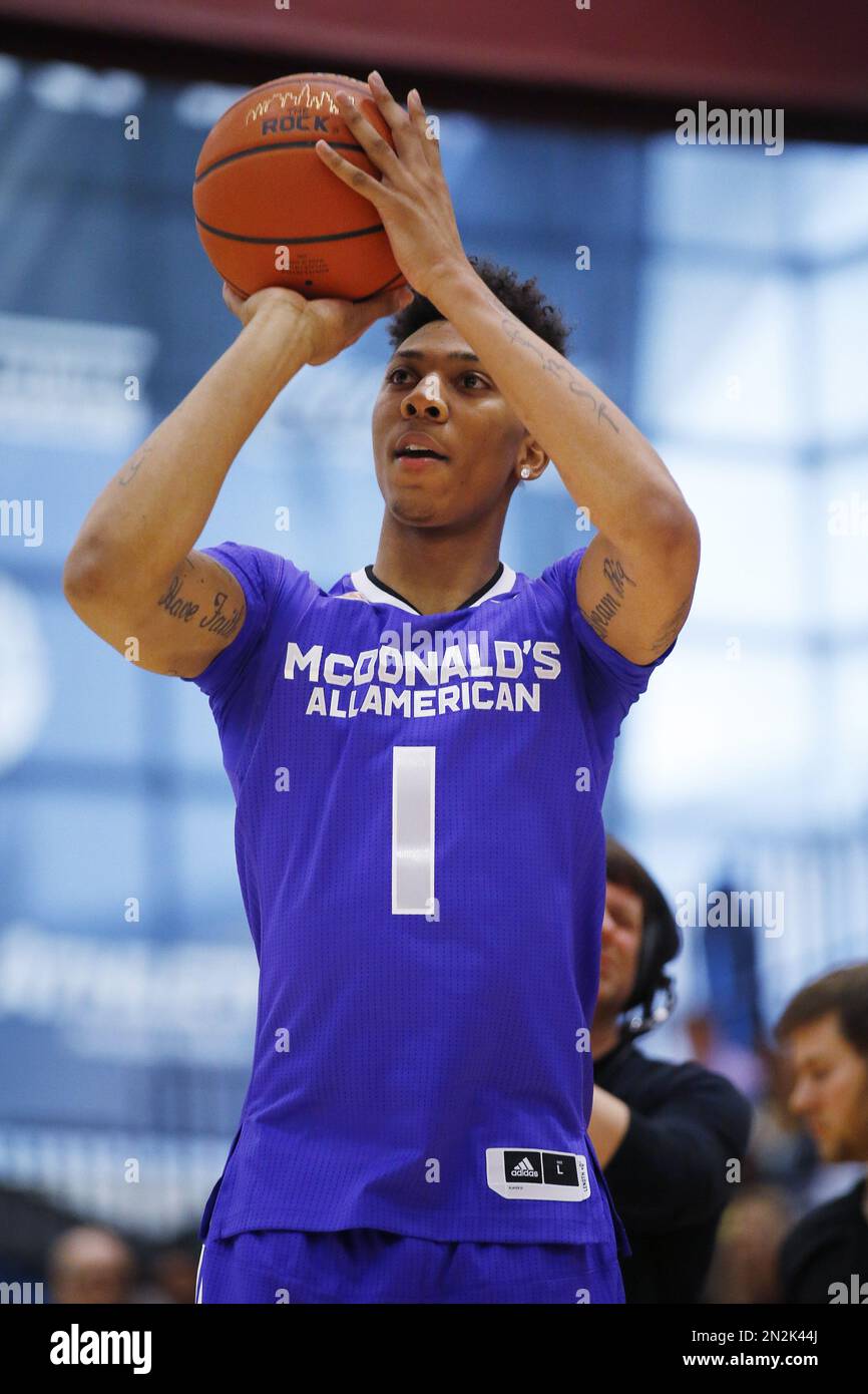 Malachi Richardson, of Hamilton, N.J., competes in the three-point ...
