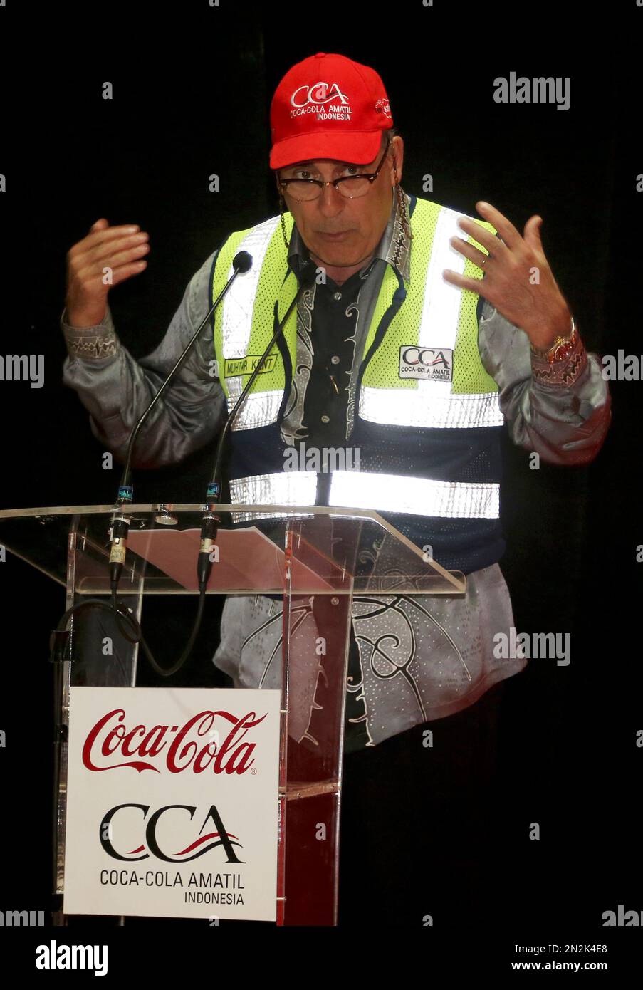 Coca-Cola CEO Muhtar Kent speaks during an inauguration ceremony of two ...