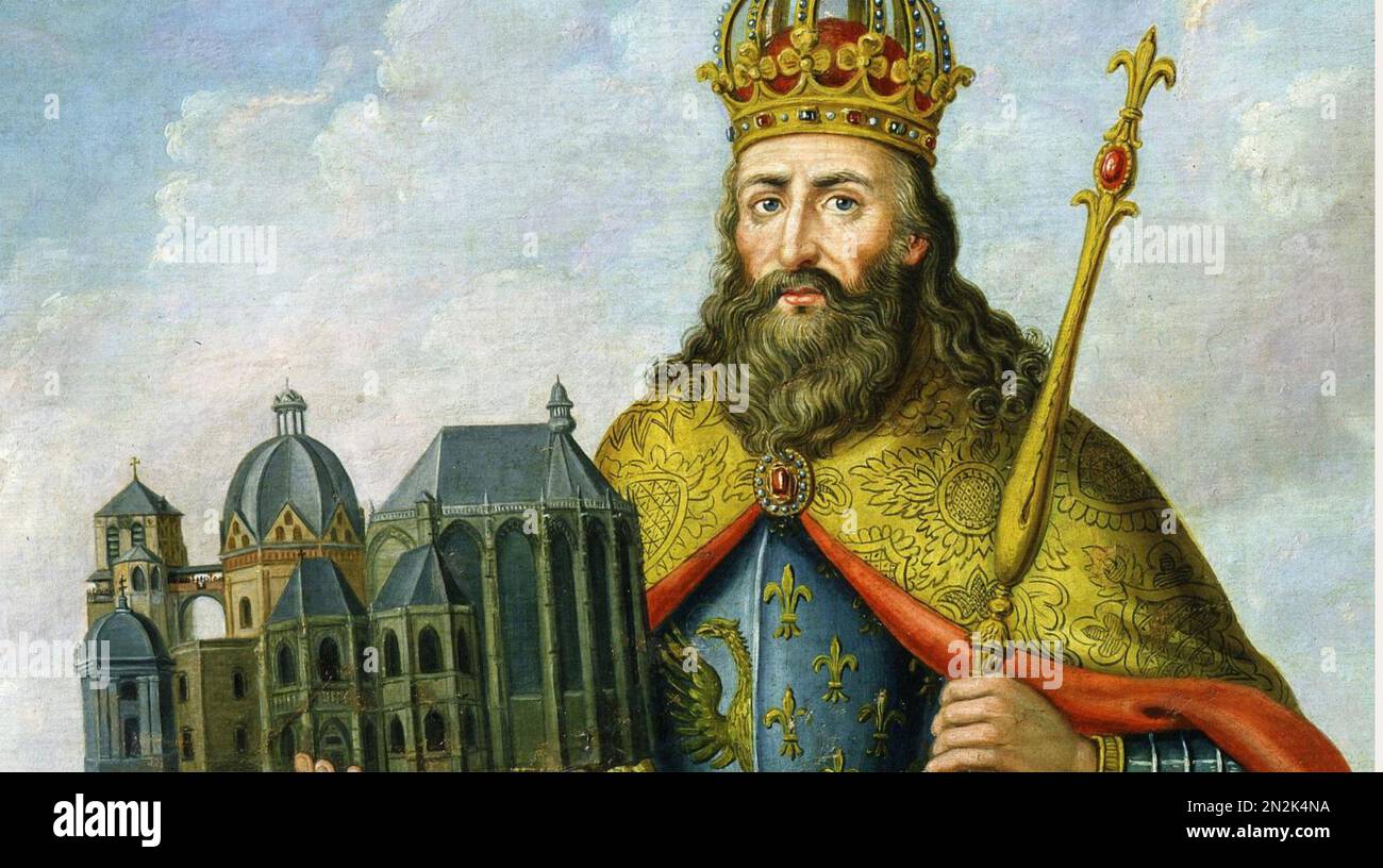 CHARLEMAGNE (747-814) Emperor of the Carolingian Empire. Detail of ...