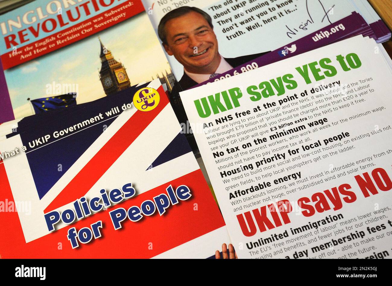 UKIP's campaign information leaflets seen at UKIP's office in Boston ...