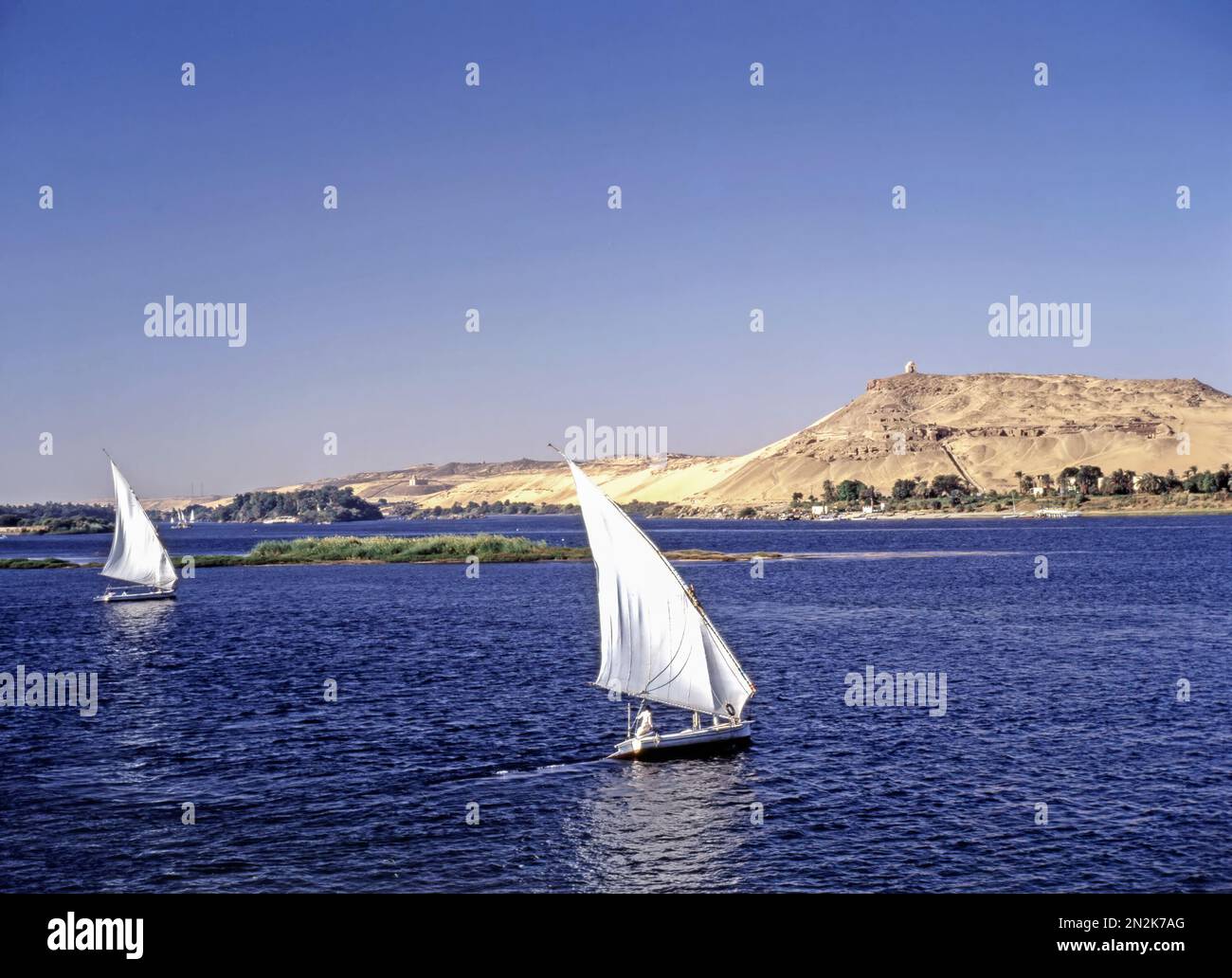 Feluccas on river Nile in Aswan, Egypt Stock Photo - Alamy