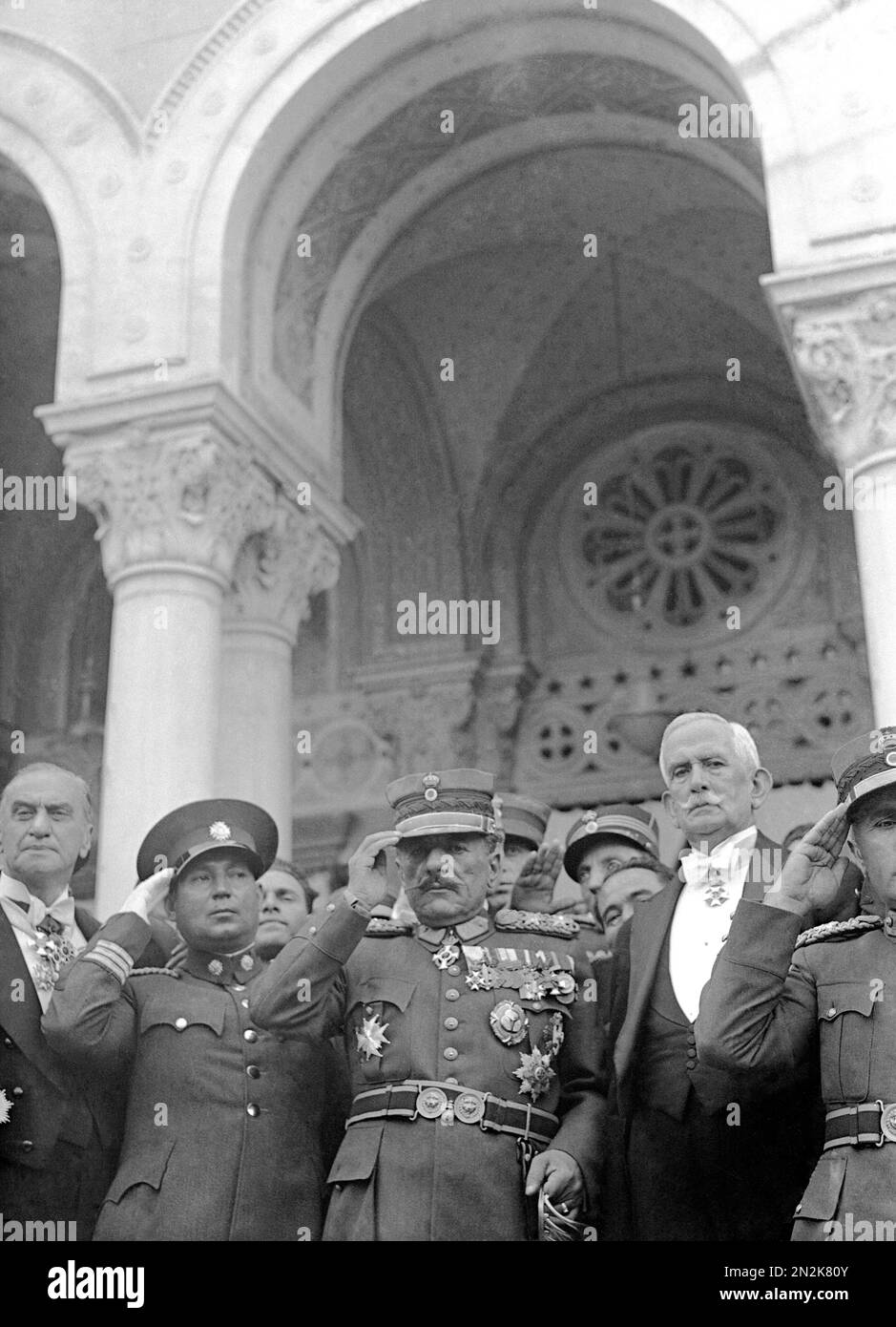 General Kondylis, center, saluting at a parade in Athens, Greece, on ...