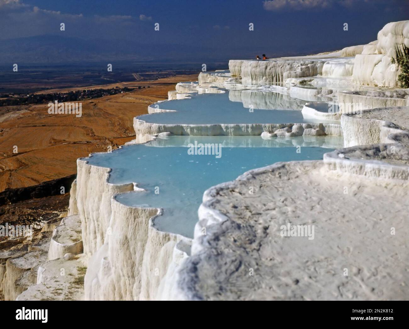 Mineral springs of Pamukkale which contain calcium oxides left ...