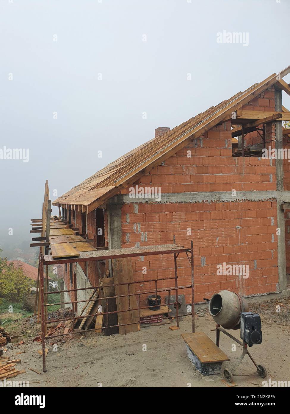 An aerial view of construction of house Stock Photo - Alamy