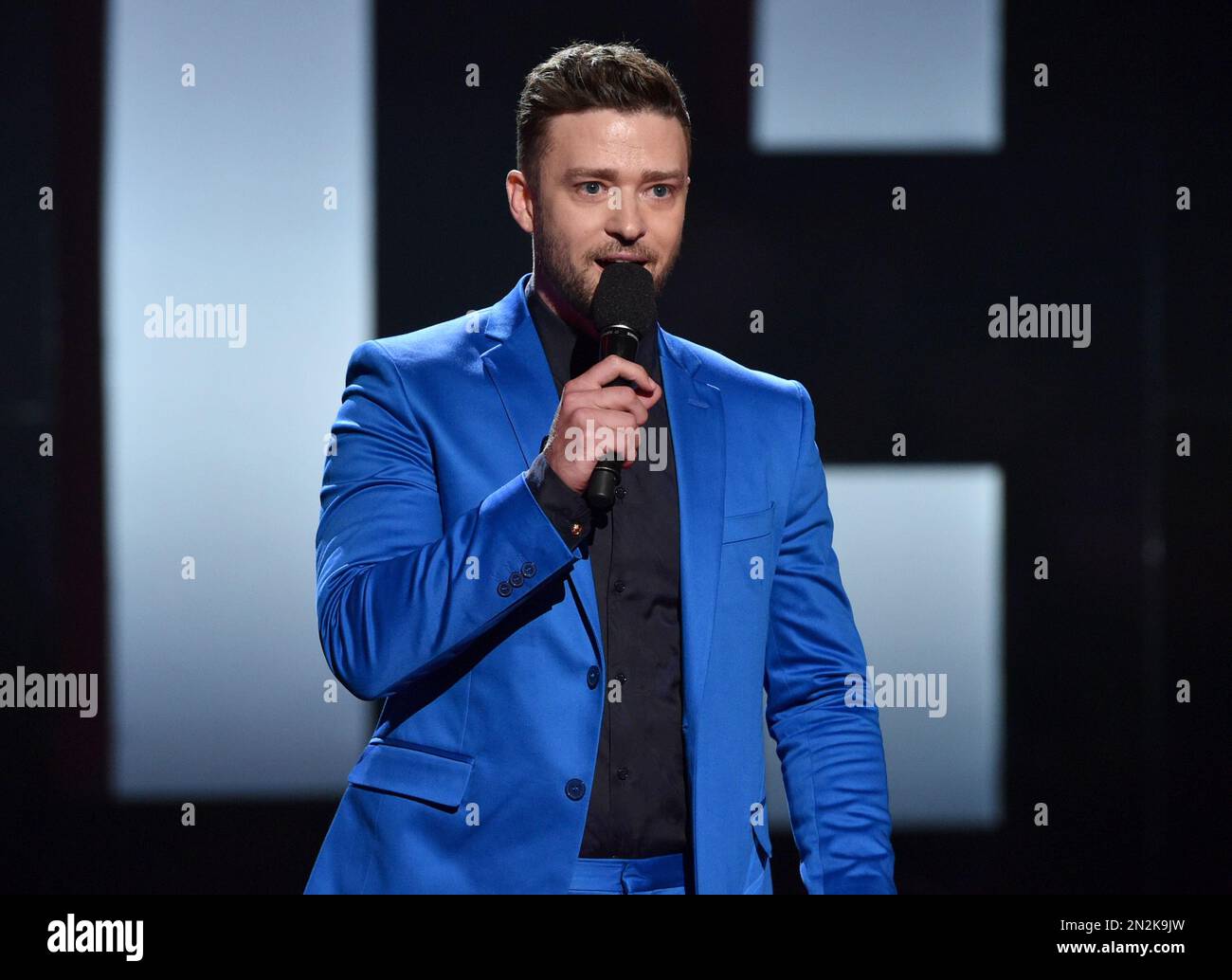 Justin Timberlake accepts the iHeartRadio Innovator award on stage at ...