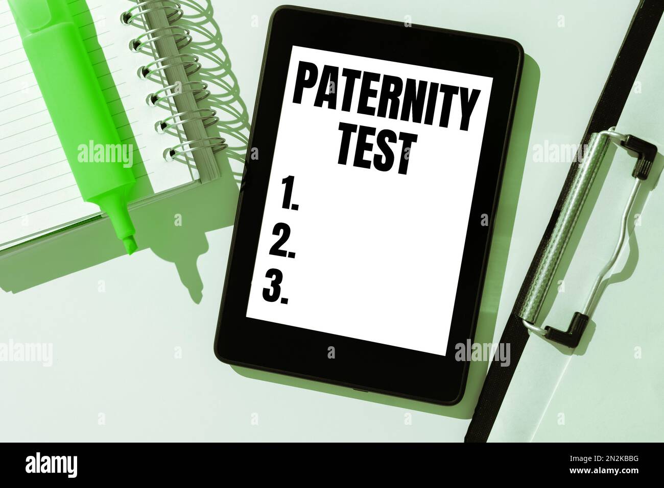 Text showing inspiration Paternity Test. Word Written on a test of DNA ...