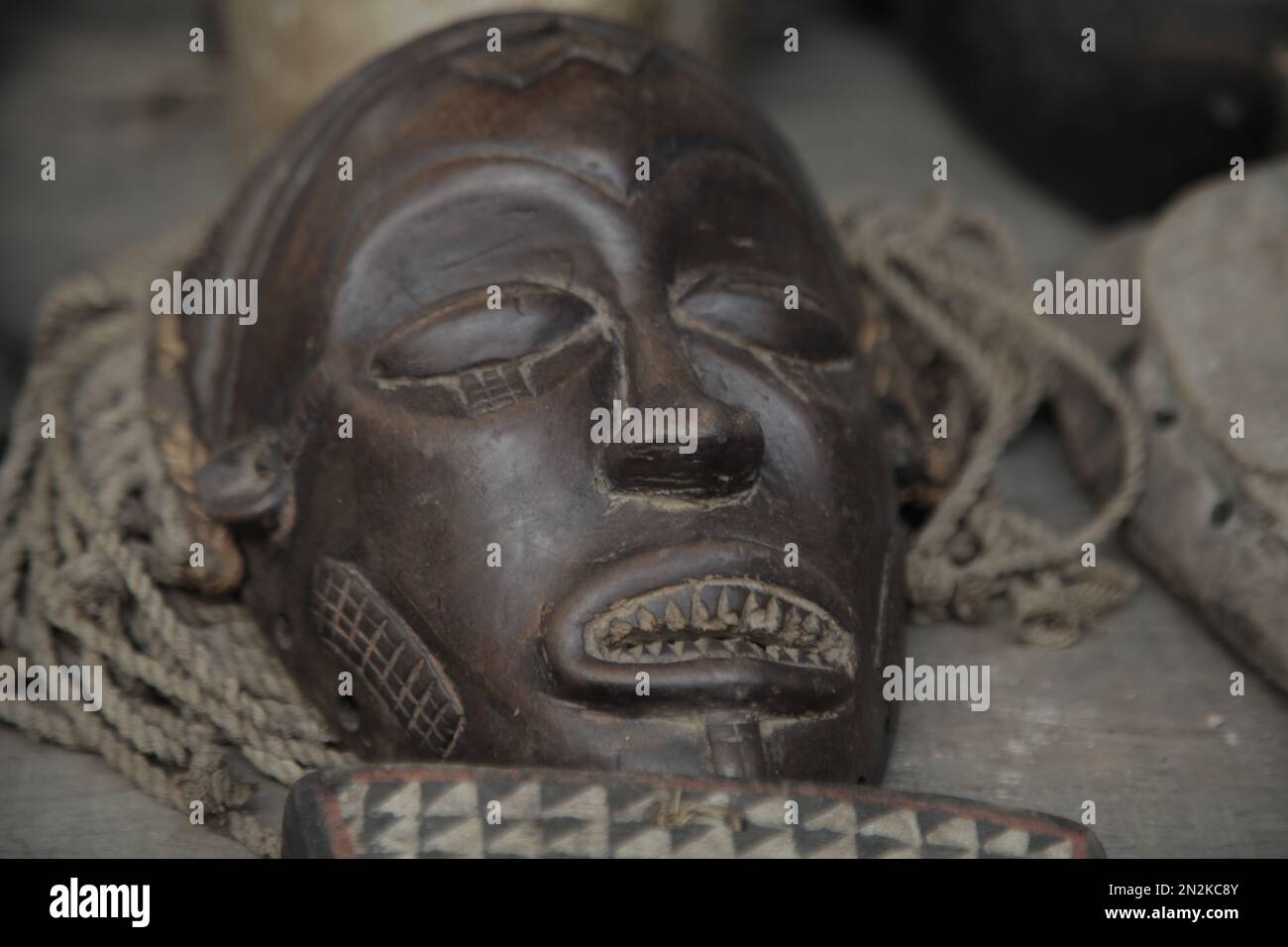 Kinshasa masks at the masks markets in Public Democratic of Congo Stock ...