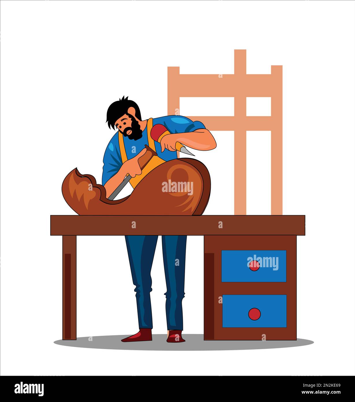 Craftsman carpenter vector illustration on white background Stock ...