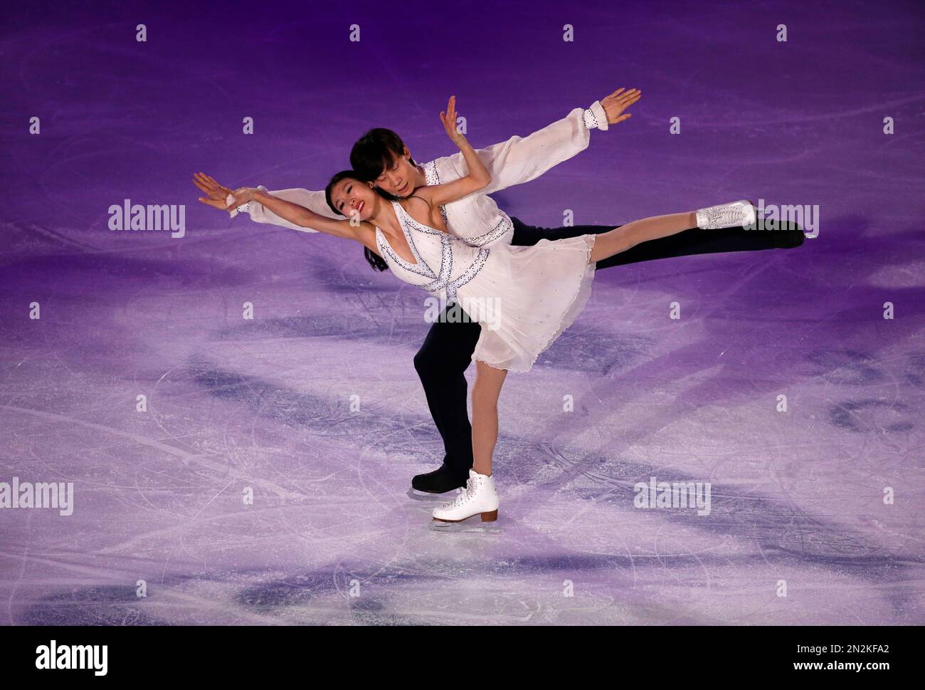 Pang Qing and Tong Jian of China perform during the Exhibition event in ...