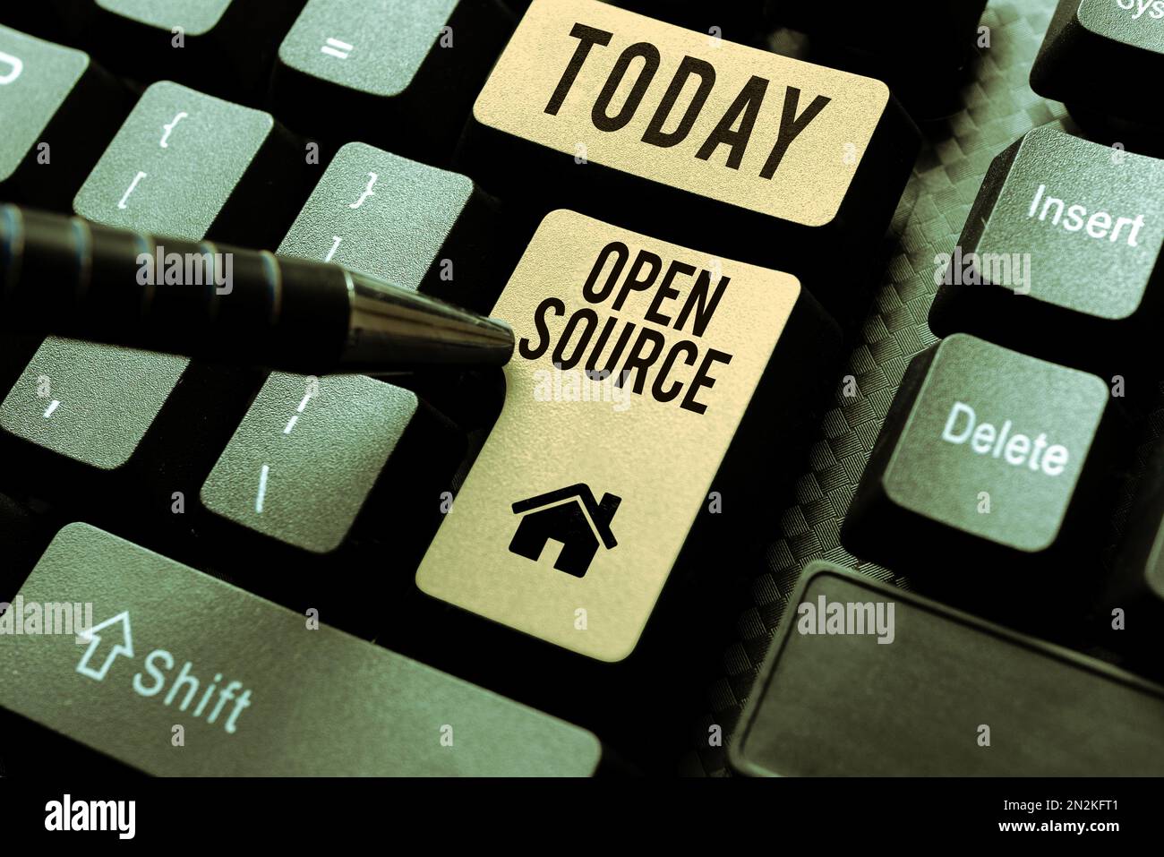 Conceptual caption Open Source. Word Written on denoting software which ... Conceptual caption Open Source. Word Written on denoting software which ...
