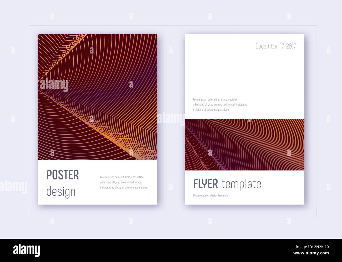 Minimalistic cover design template set. Orange abstract lines on wine ...