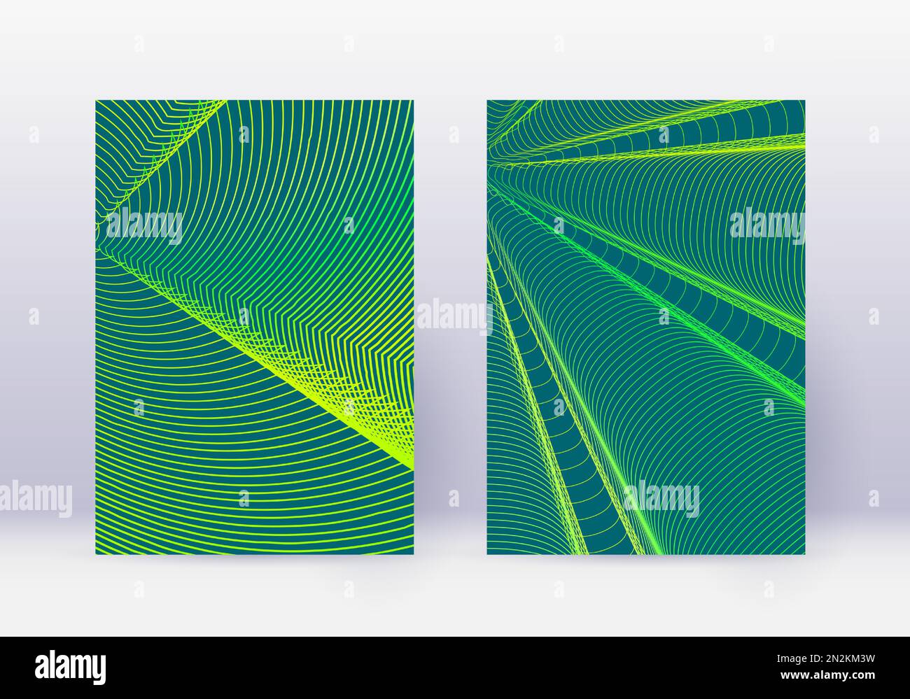 Cover design template set. Abstract lines modern brochure layout. Green ...