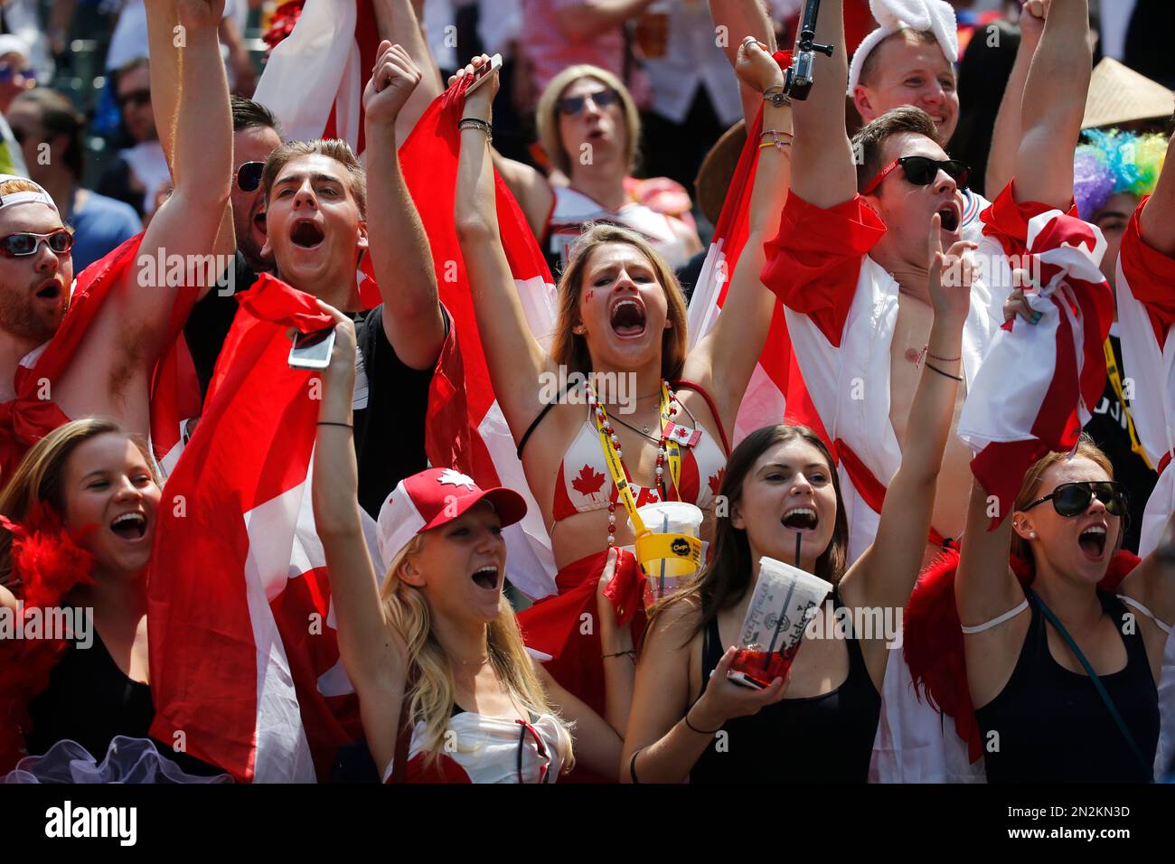 Canadian rugby fans sing during a second day match between Canada and ...