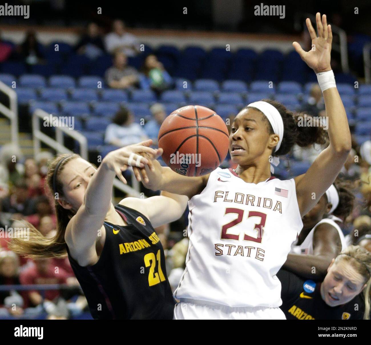 Florida State's Ivey Slaughter (23) and Arizona State's Sophie Brunner ...