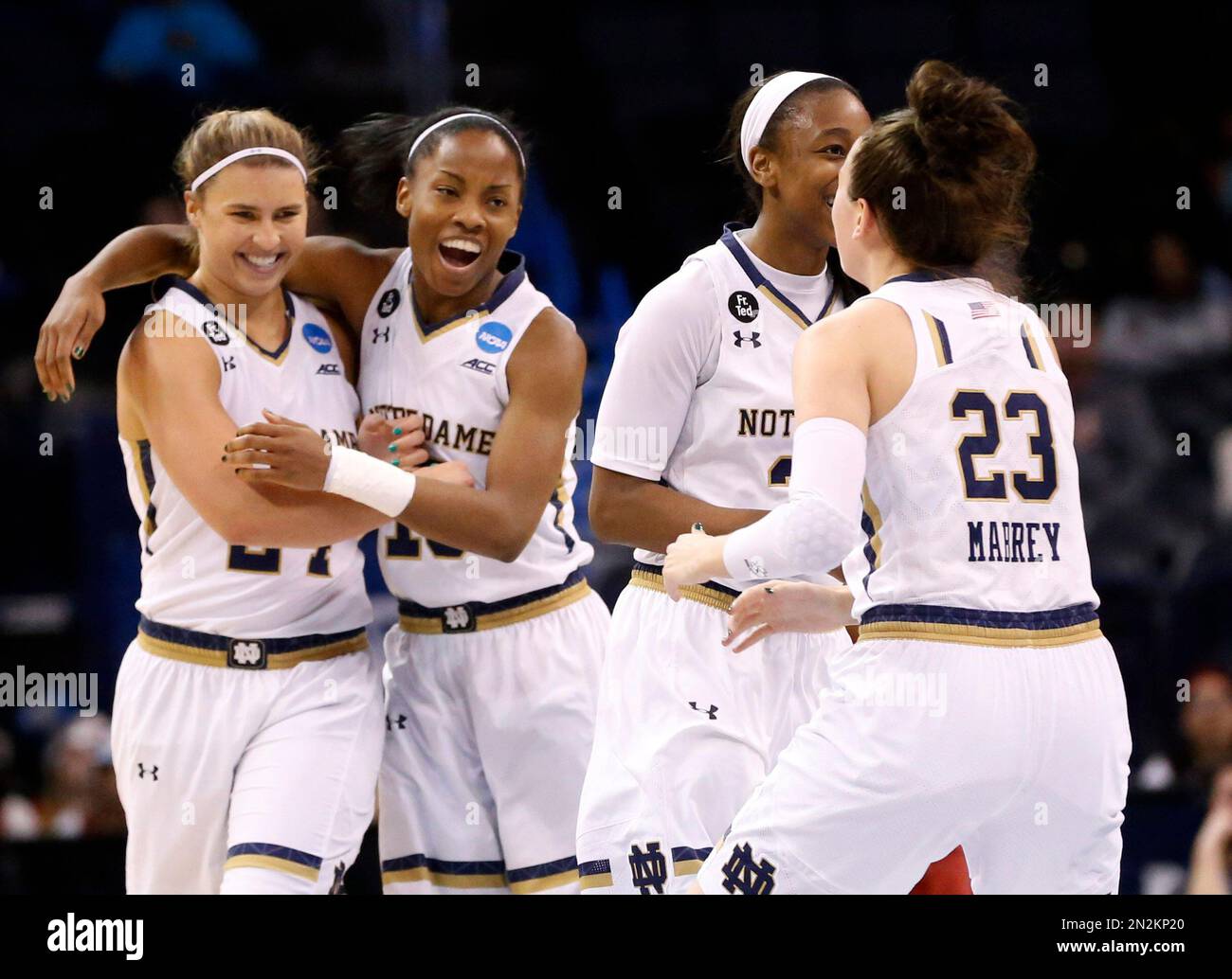 From left, Notre Dame guard Hannah Huffman, guard Lindsay Allen, guard ...