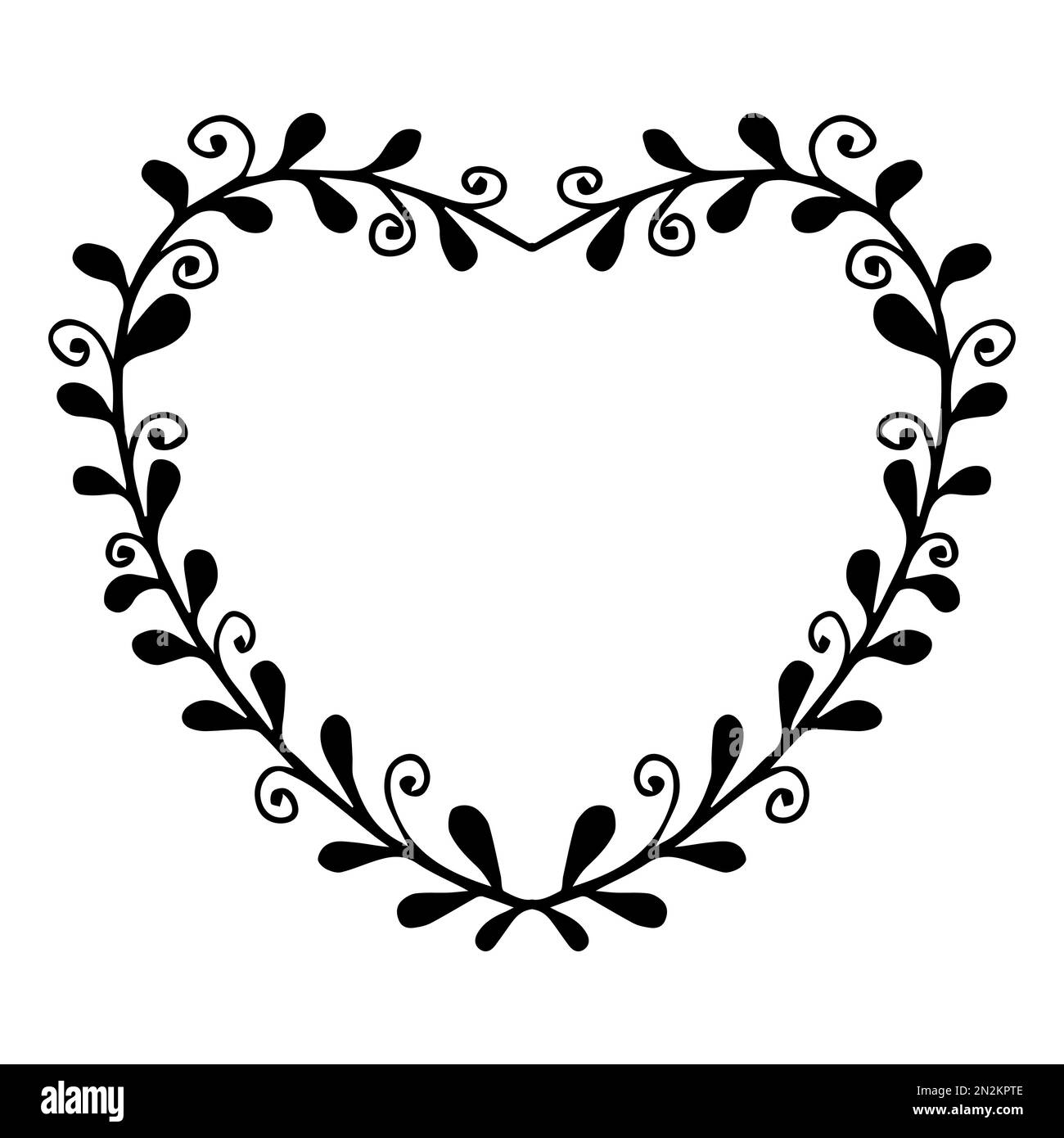 Doodle elegant heart frame, border monogram in doodle style isolated on ...