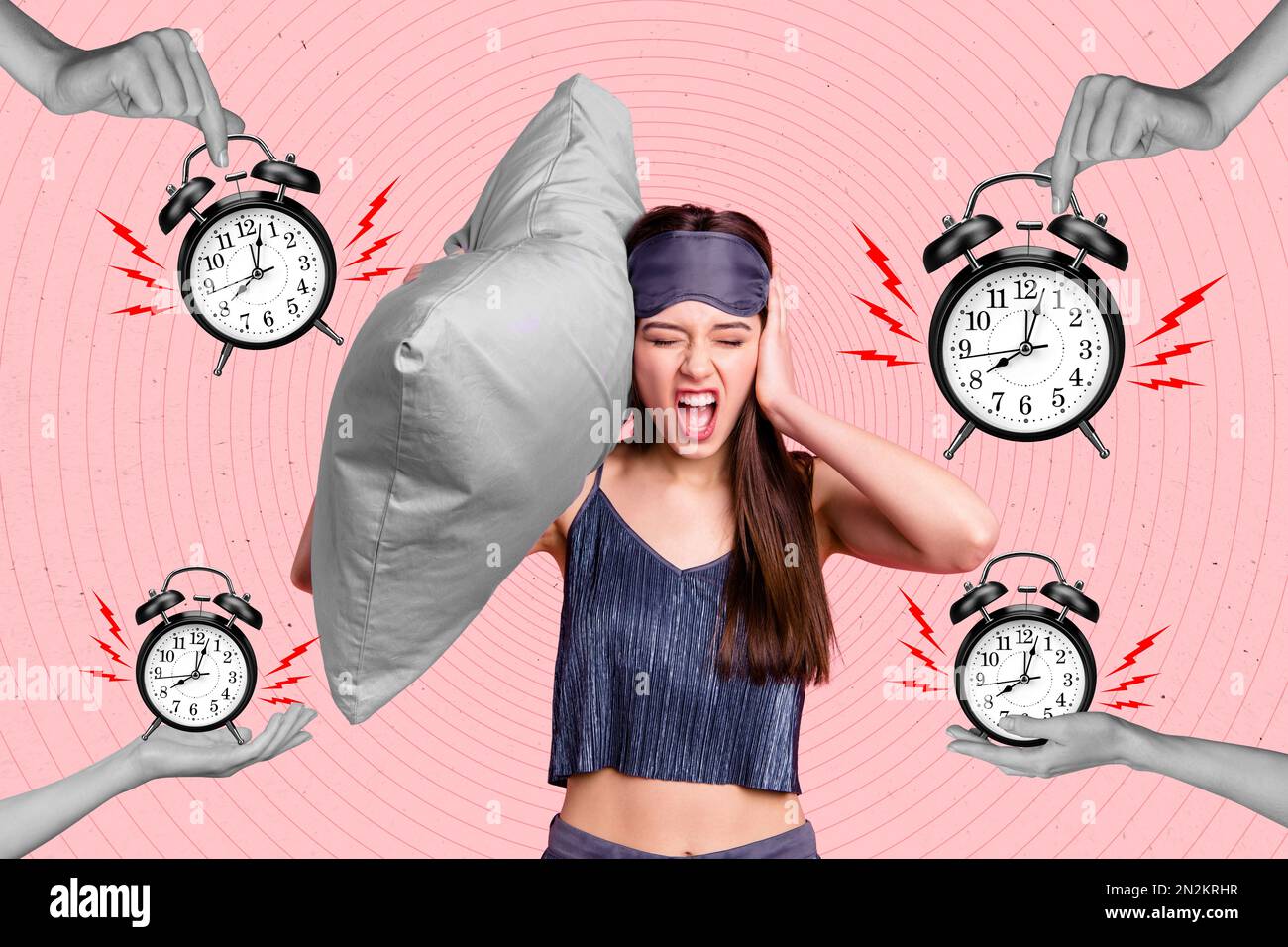 Creative 3d photo artwork graphics collage painting of stressed ...