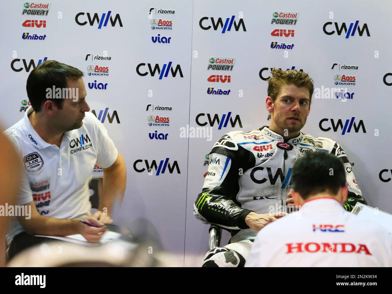 British MotoGP rider Cal Crutchlow of the and CWM LCR Honda team speaks ...